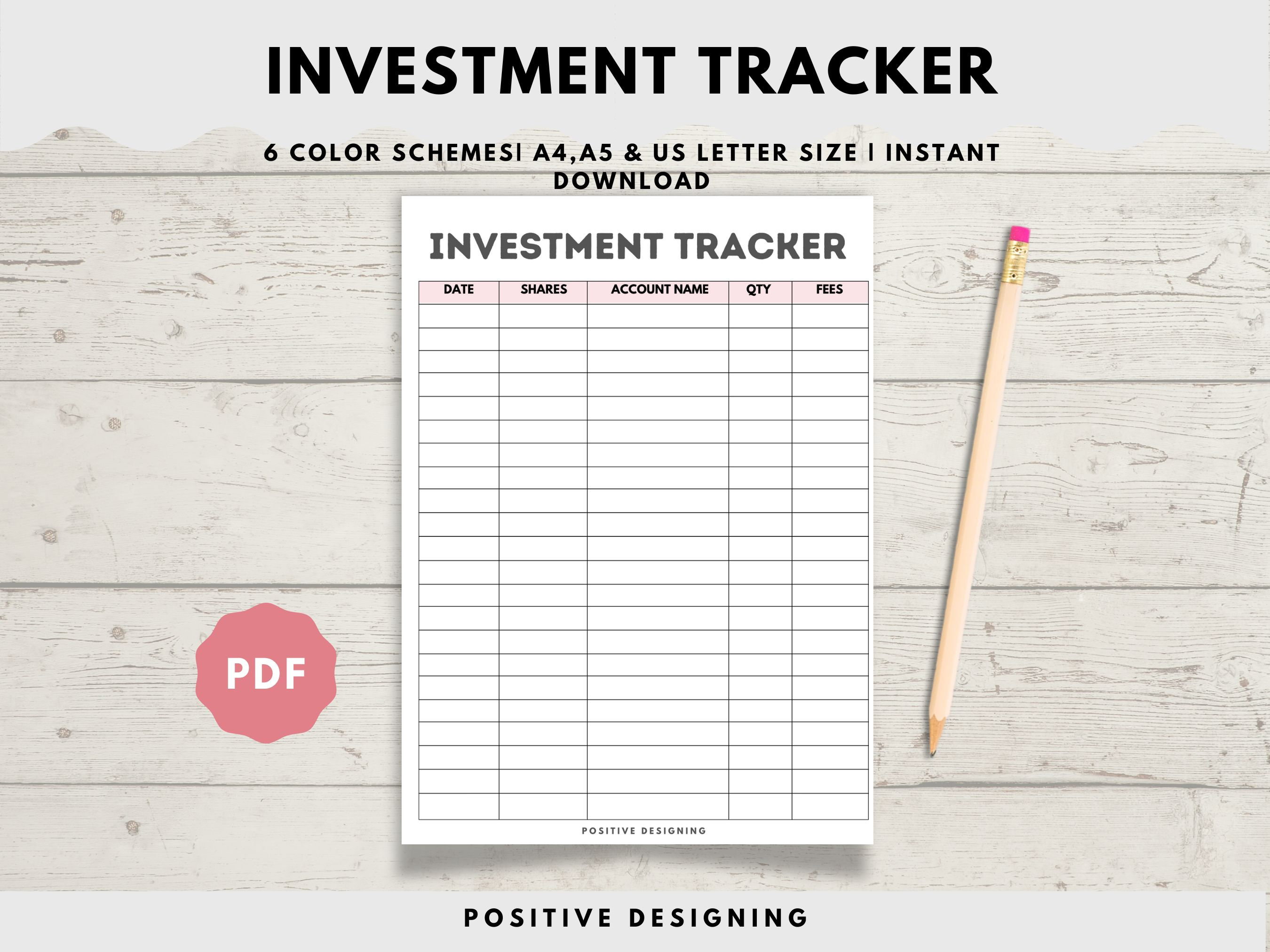Investment Tracker Printable | Stock Portfolio Progress Log | Money ...