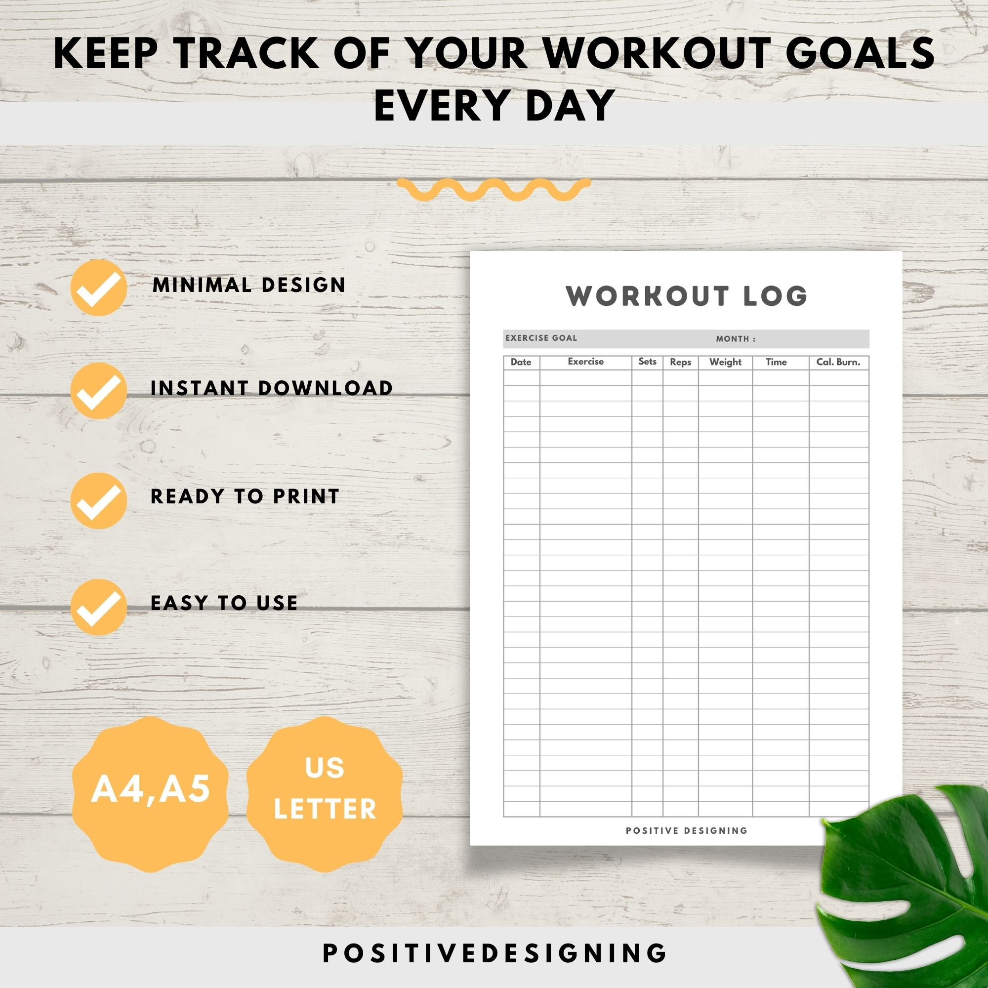 Workout Log Exercise Log Health Planner A4/a5/letter/half Size Fitness ...