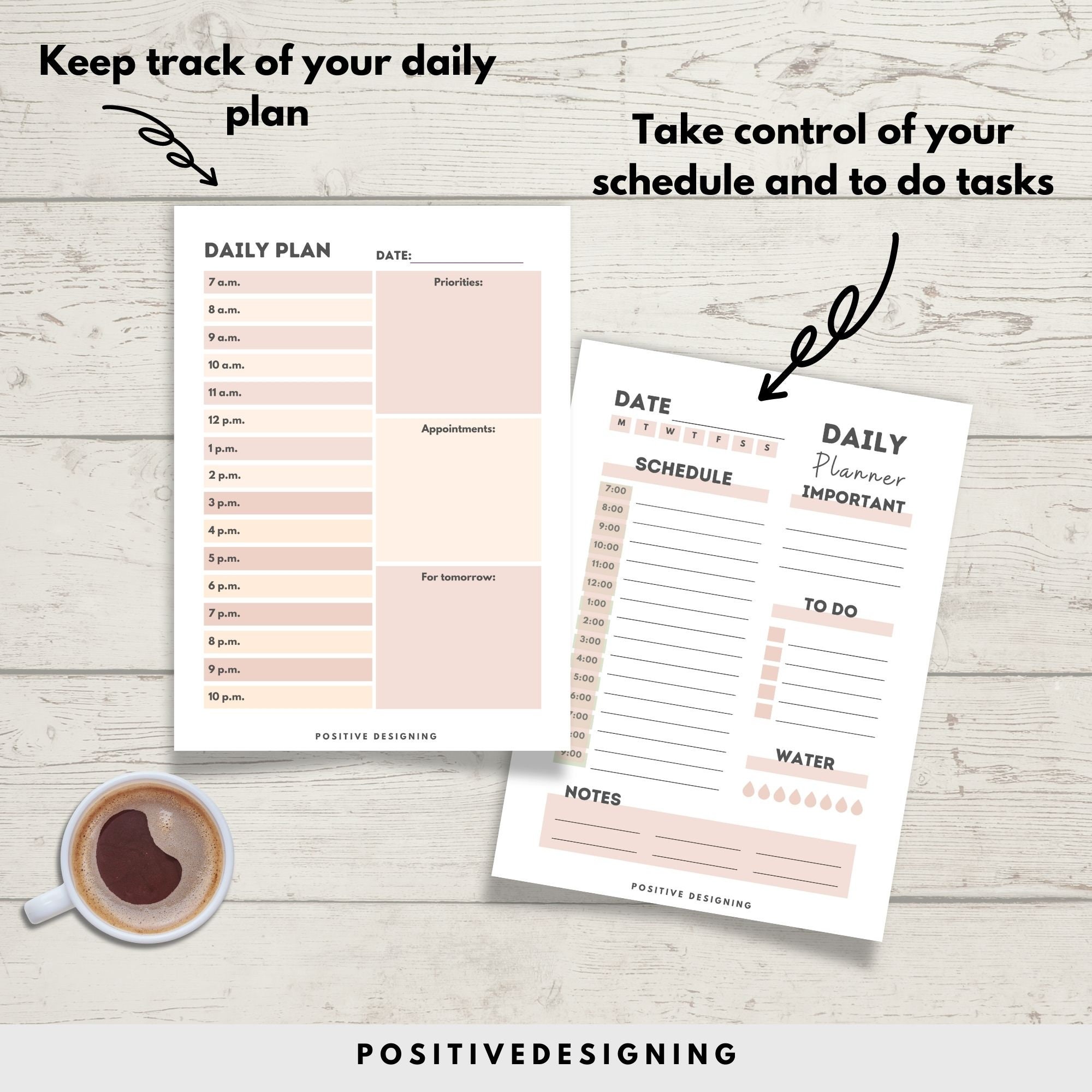 Undated Daily Planner Printable, Daily Planner Template Daily Planner ...