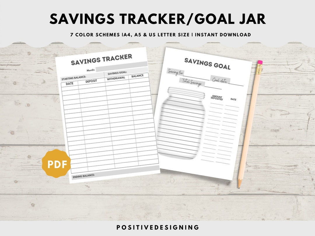 Savings Tracker Printable, Money Saving Goals (A4 A5 Letter) (digital ...