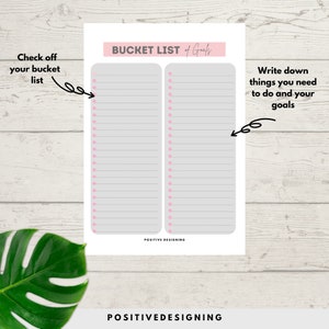 Bucket List Printable, Bucket List Template, Life Goals Planner, to Do ...