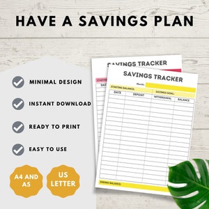 Savings Account Sheet Printable, Personal Savings Tracker, Financial ...