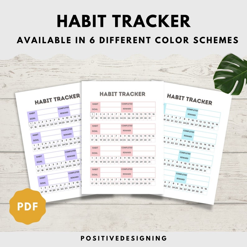 Monthly Habit Tracker Printable, Habit Tracker Template, Routine ...