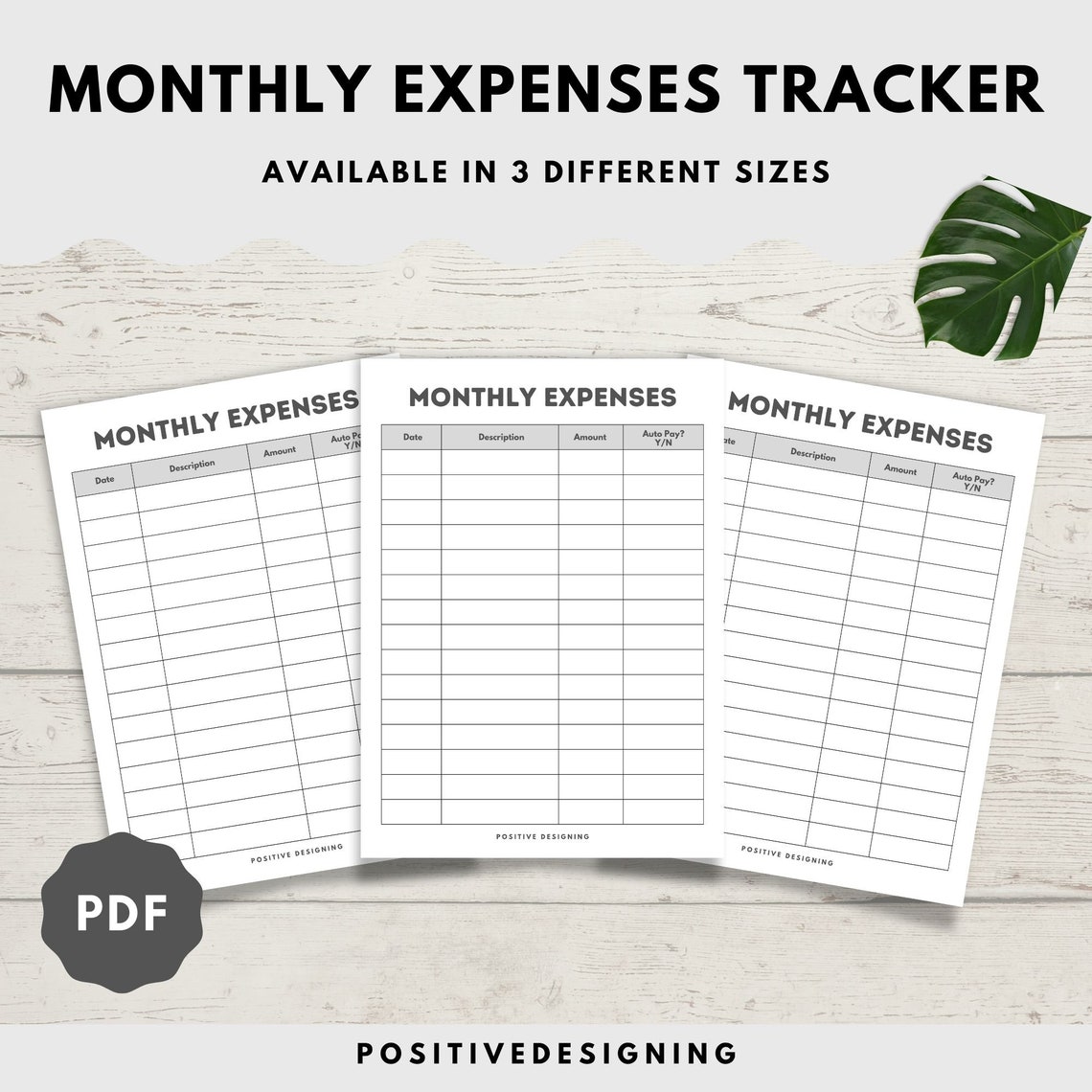 Monthly Expenses Tracker Printable, Spending Log, Purchase Recorder ...