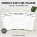 Monthly Expenses Tracker Printable, Spending Log, Purchase Recorder ...