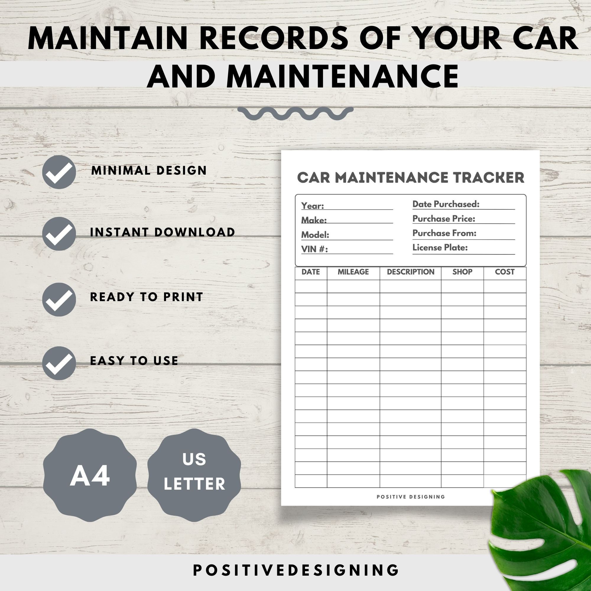 Vehicle Maintenance Tracker,car Maintenance Tracker,car Repairs ...