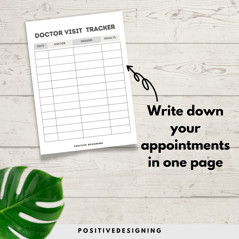Doctors Visits Tracker Printable, Doctors Appointments Log, Medical ...