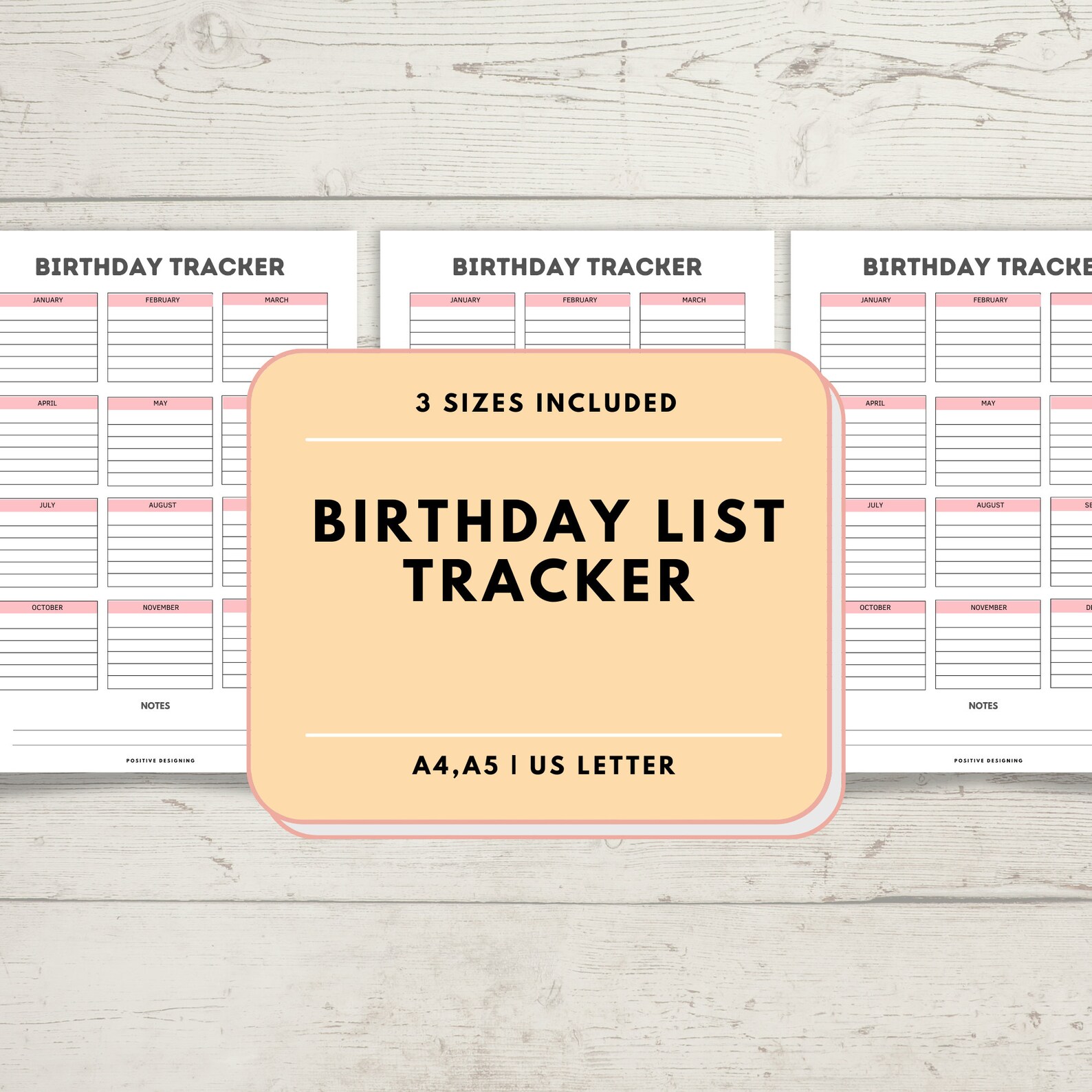 Birthday Tracker | Printable Birthday List | Birthday Planner ...