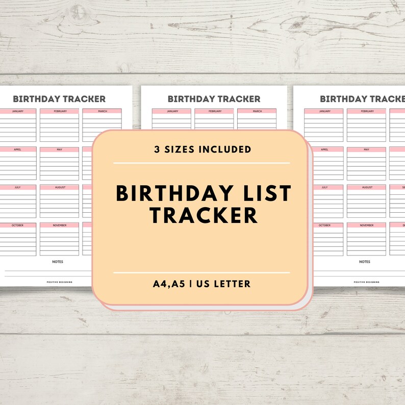 Birthday Tracker | Printable Birthday List | Birthday Planner ...