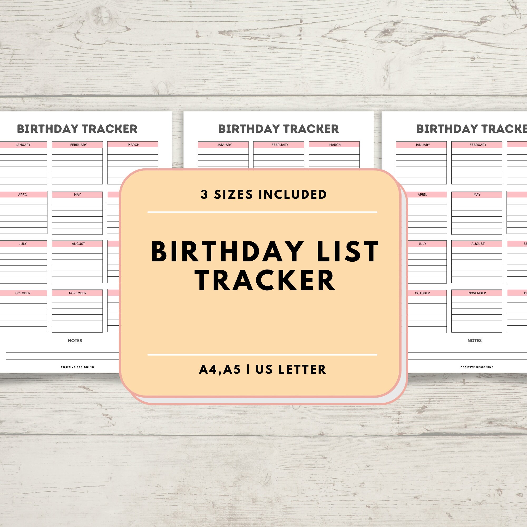 Birthday Tracker | Printable Birthday List | Birthday Planner ...