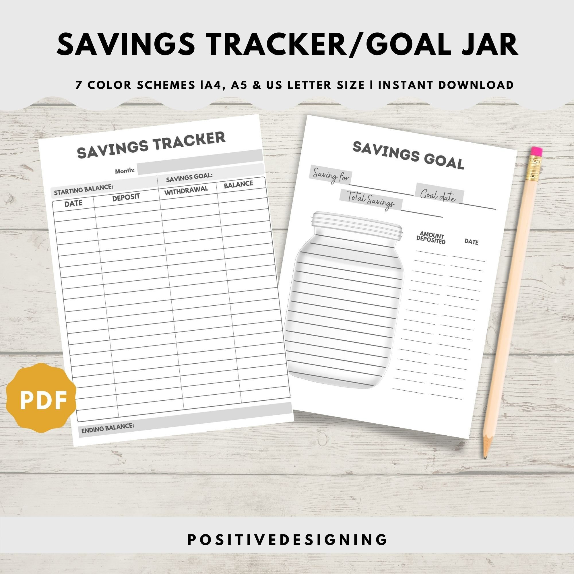 Savings Account Printable Personal Savings Tracker Financial - Etsy