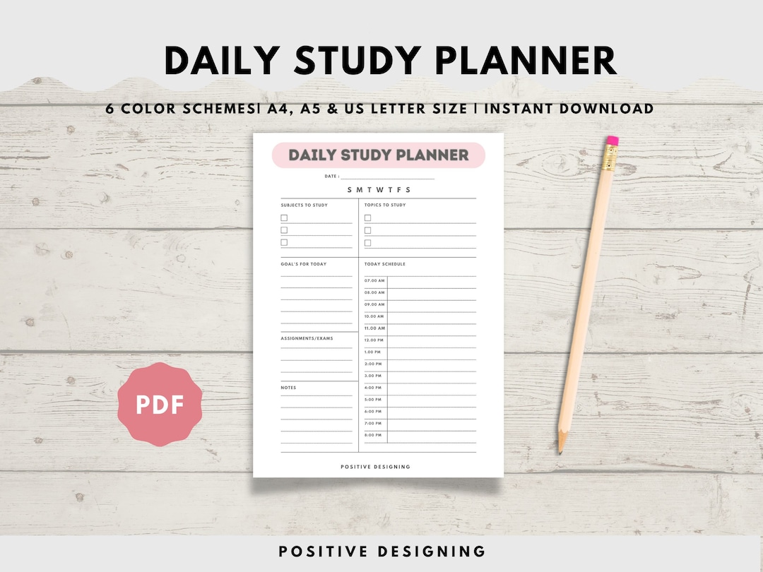Study Planner Printable, Print at Home Study Plan, Student Planning ...