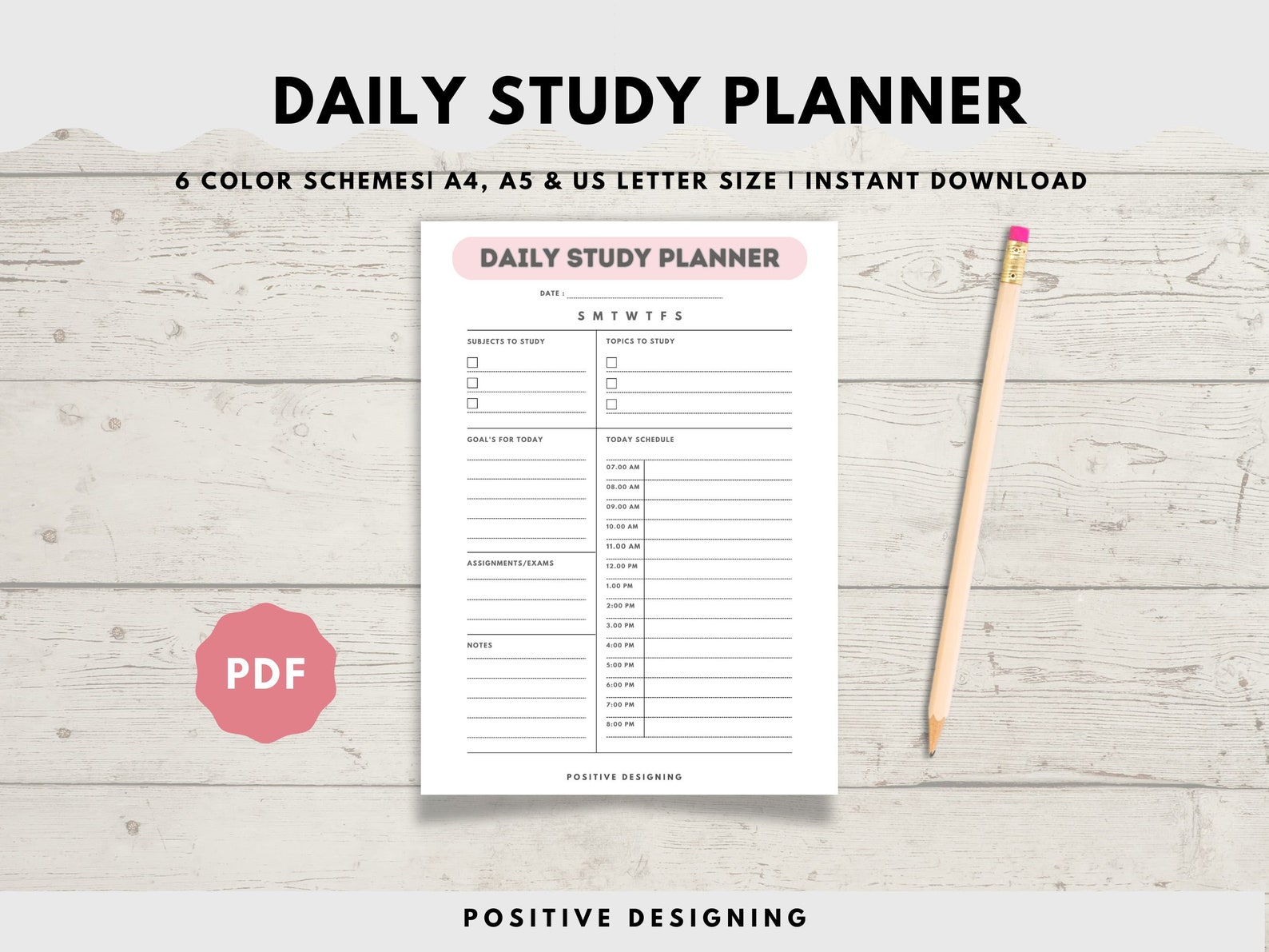 Study Planner Printable, Print at Home Study Plan, Student Planning ...