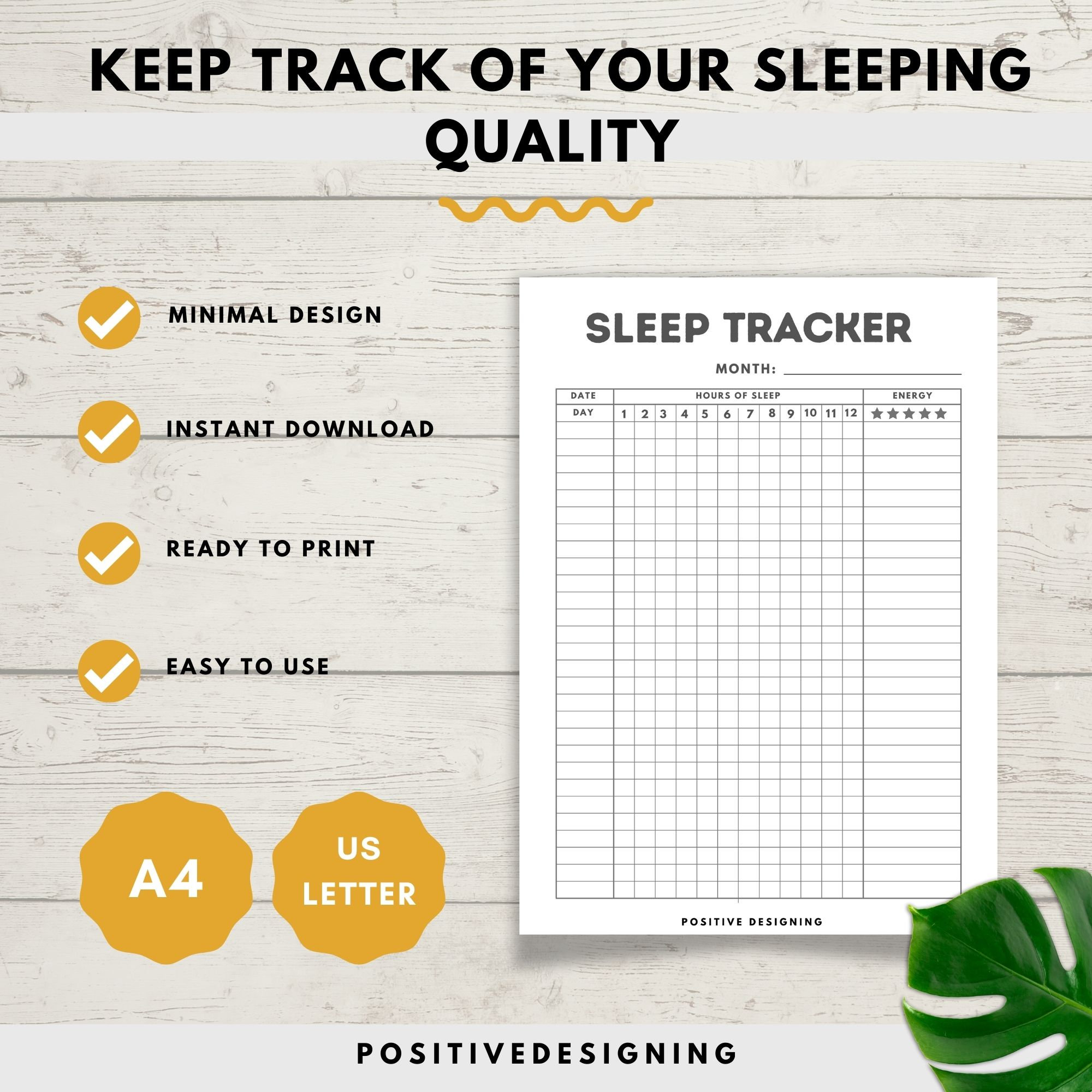 Sleep Tracker Printable, Planner Inserts, Monthly Sleep Log, Sleep ...