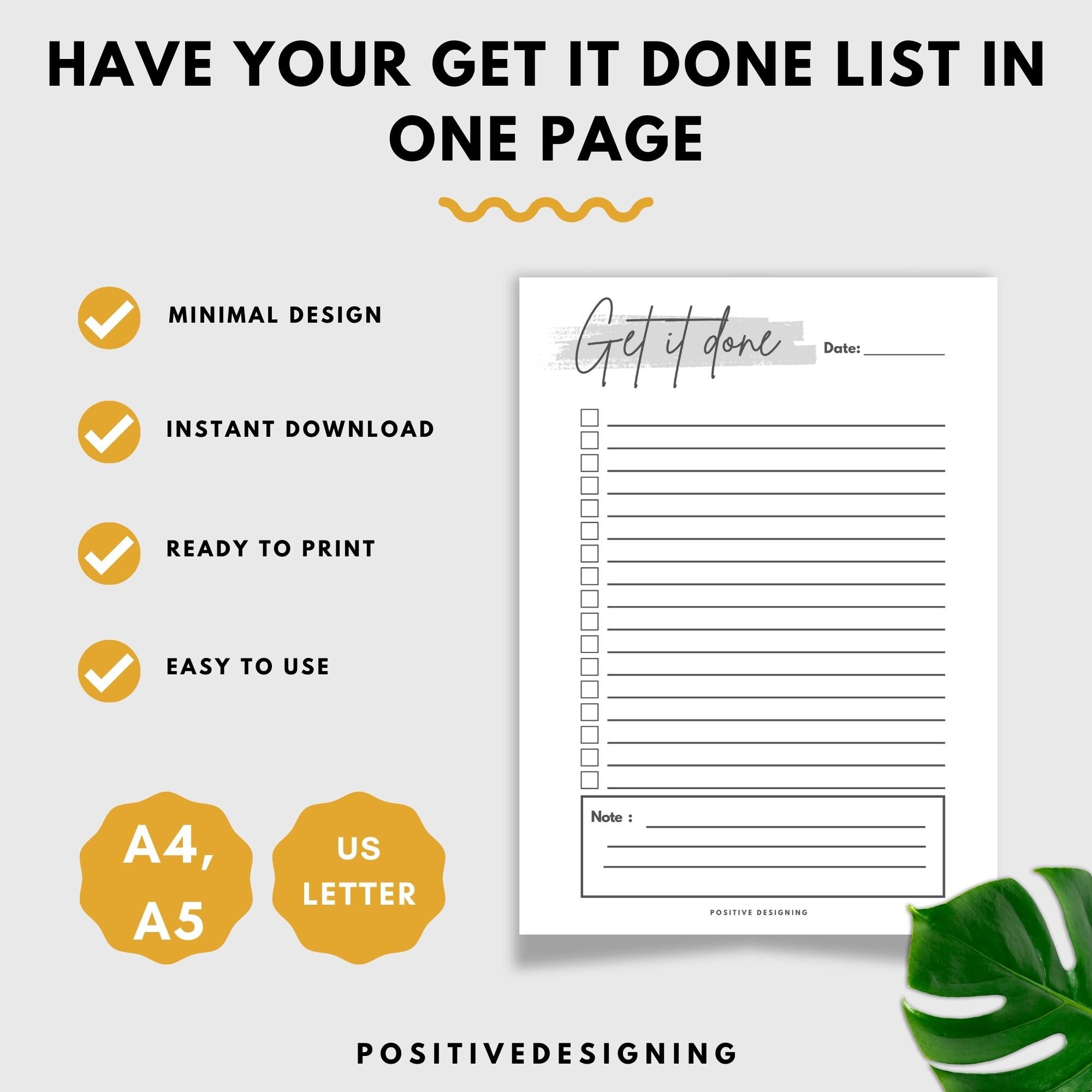Get It Done, Printable to Do List Template, Task List, Daily to Do List ...
