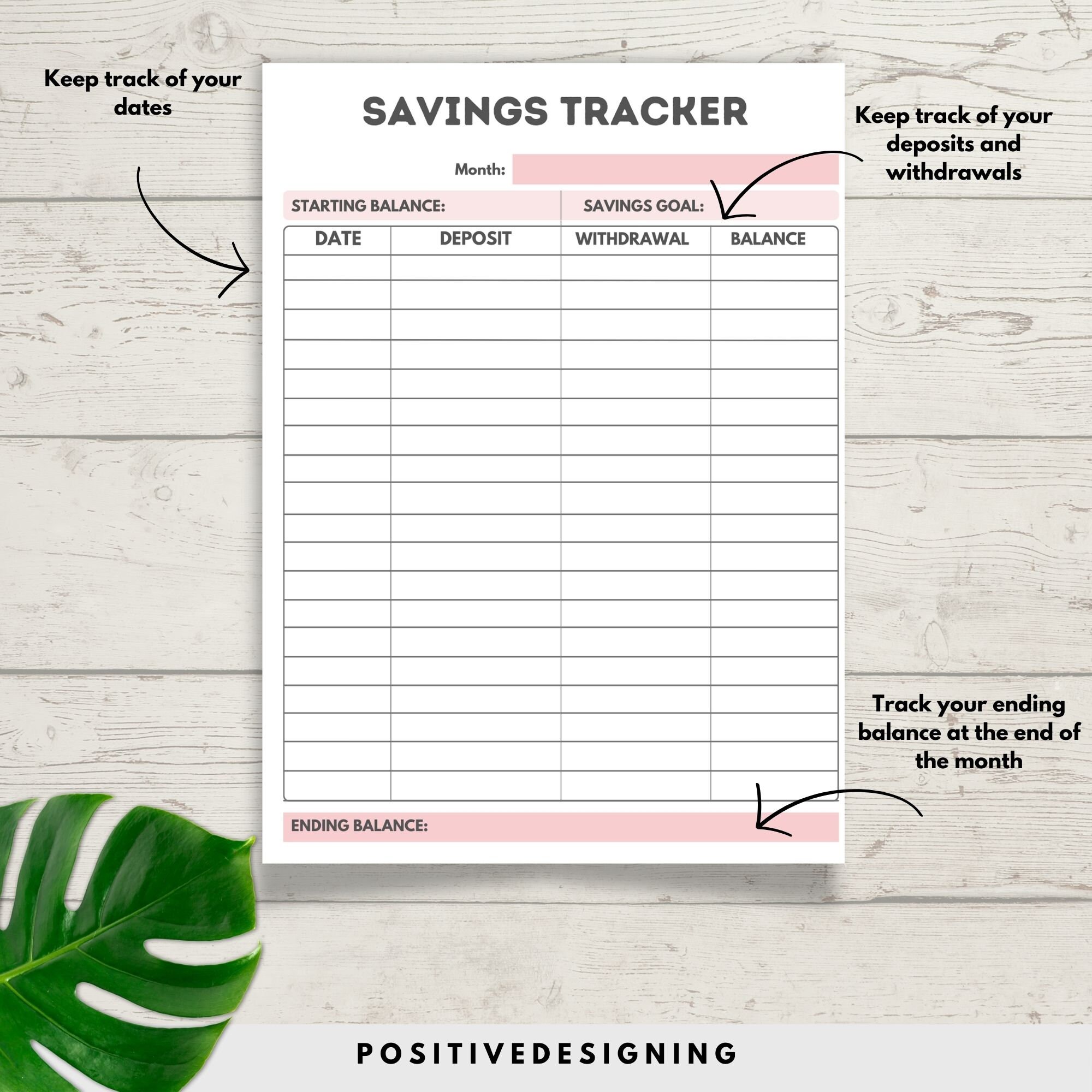 Savings Account Printable Personal Savings Tracker Financial - Etsy