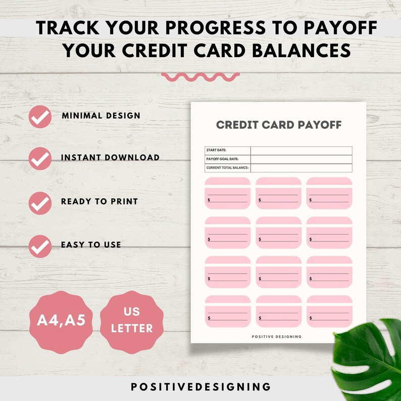 Credit Card Tracker | Credit Card Payment | Printable Tracker | Debt ...