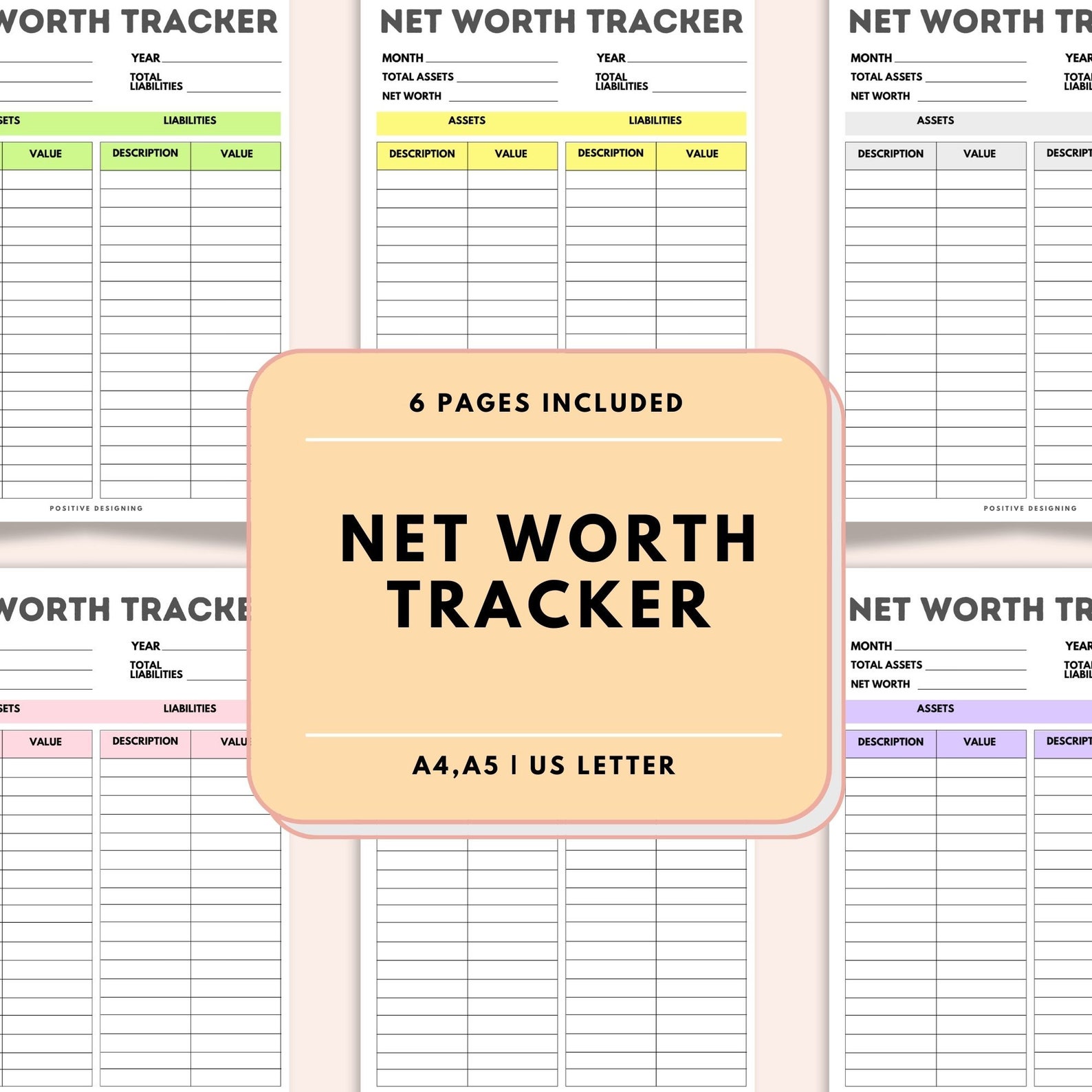 Net Worth Tracker Printable, Asset and Liability Balance Sheet ...