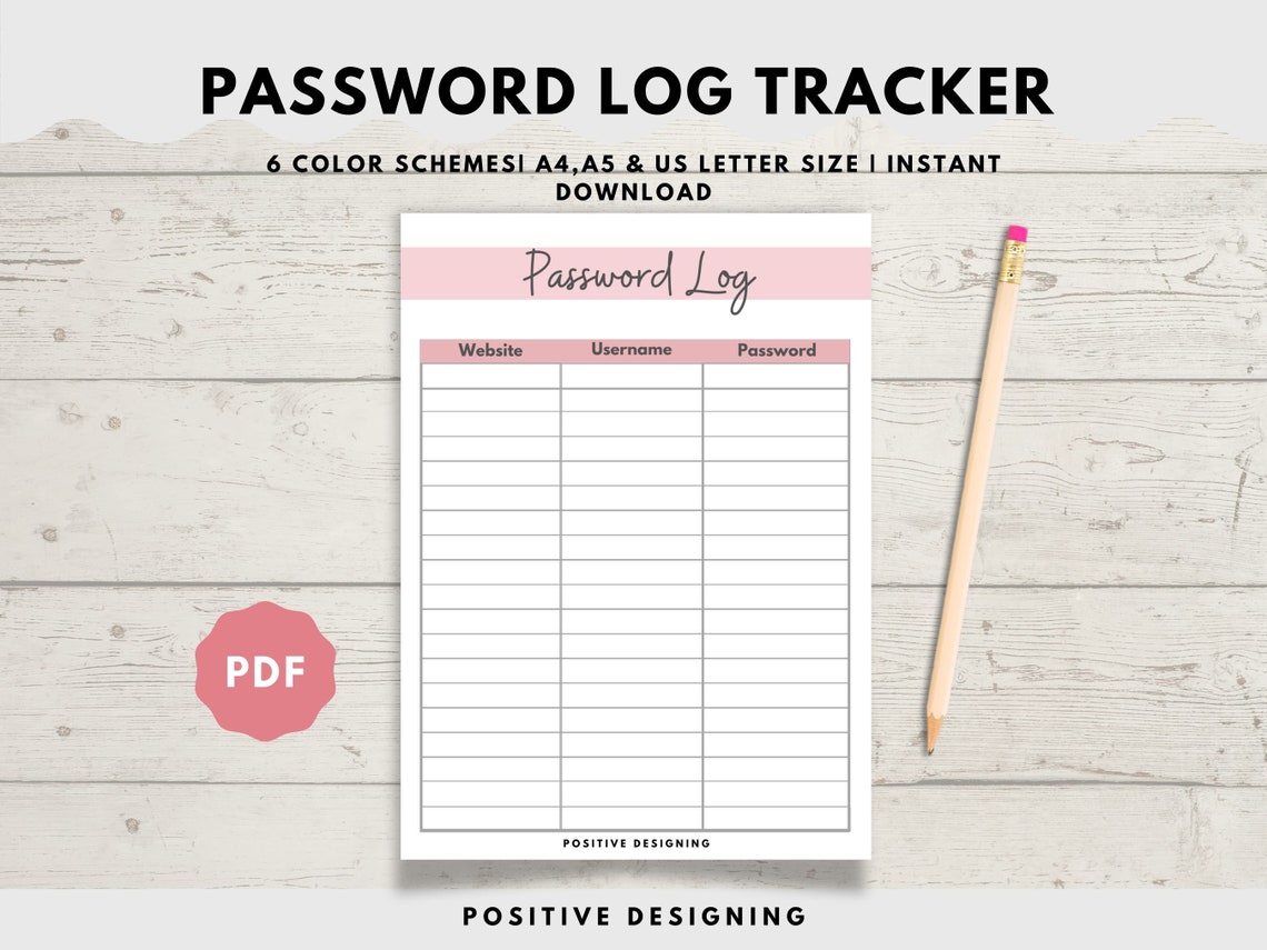 Printable Password Tracker, Password Log, Address Book Pages, Instant ...