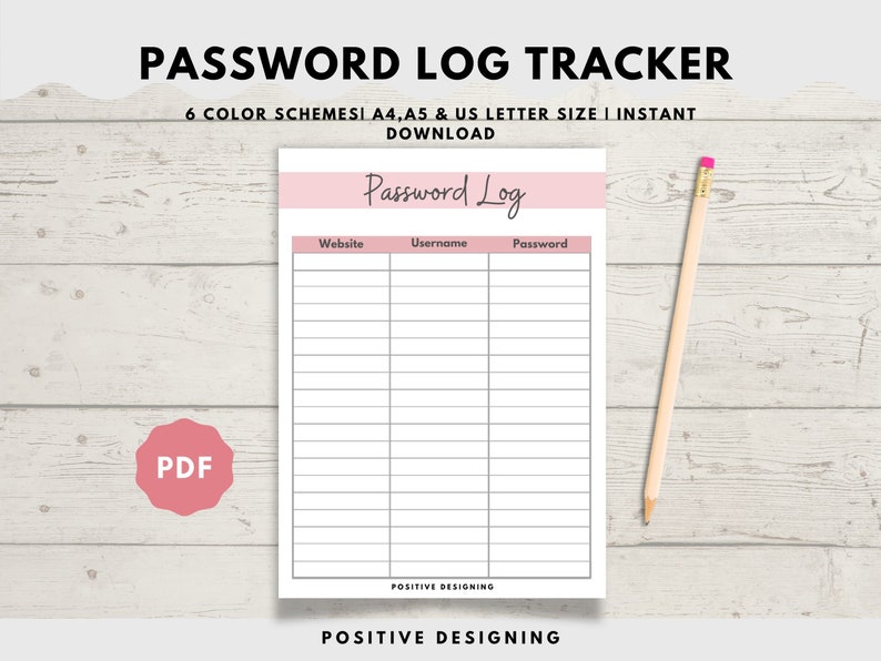 Printable Password Tracker, Password Log, Address Book Pages, Instant ...