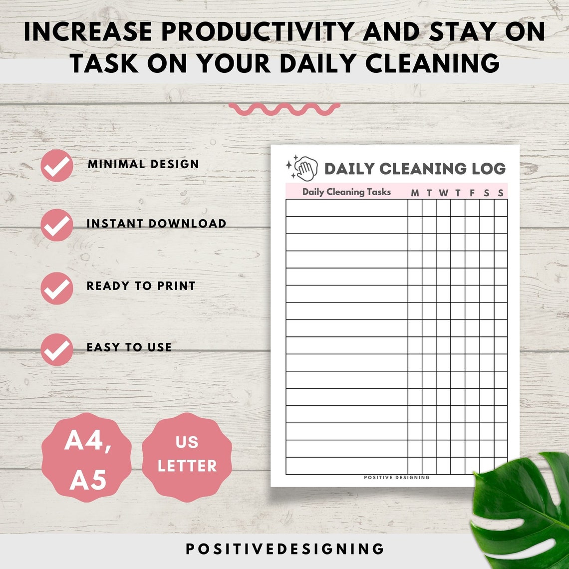 Printable Cleaning Checklist, Daily Cleaning List, Cleaner Log ...
