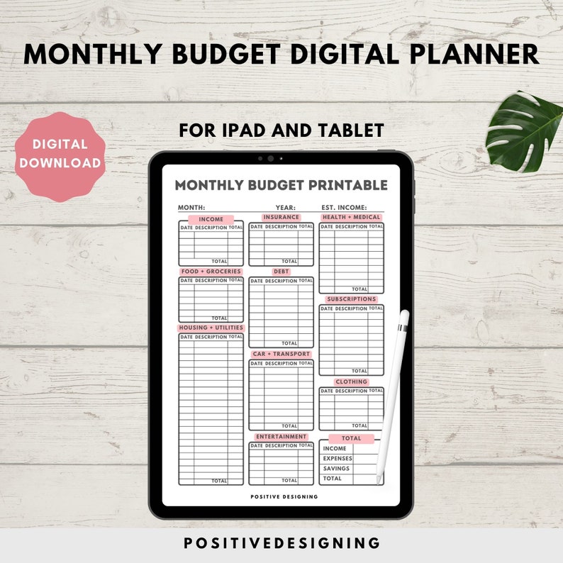 Digital Budget Planner, Digital Finance Planner, Monthly Budget Sheet ...