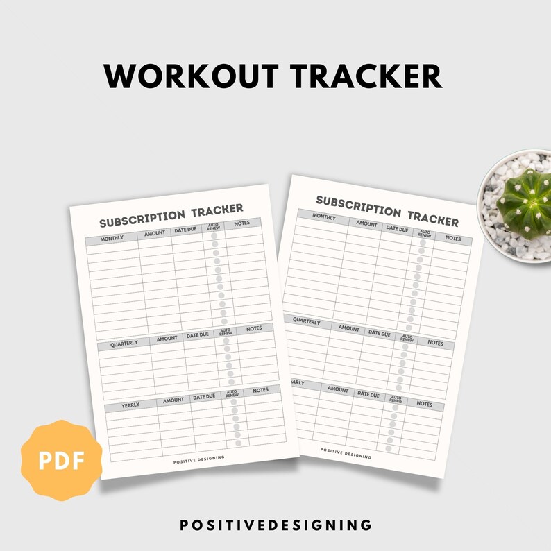 Subscription Tracker Printable | Budget Planner | Account Tracker ...