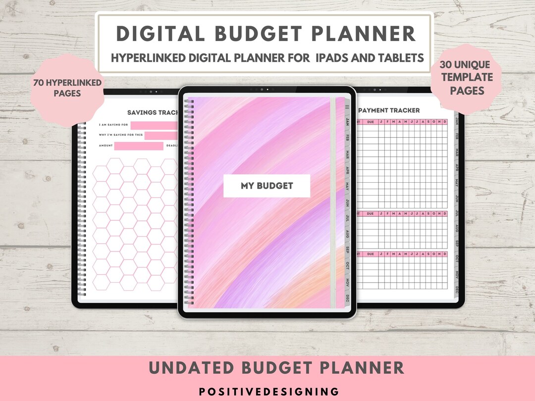 Money Planner Digital Budget Planner Savings Planner Pink Budget ...