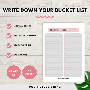 Bucket List Printable, Bucket List Template, Life Goals Planner, to Do ...