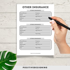Insurance Tracker Printable, Insurance Tracking Template, Insurance ...