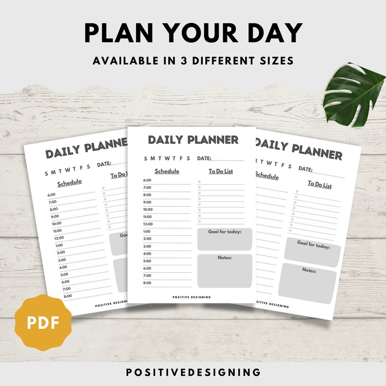Minimalist Daily Planner Printable, Daily to Do List for Work/home ...