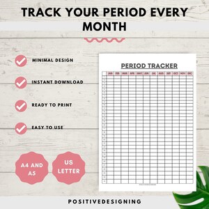 Period Tracker Printable Planner Menstrual Tracker Menstrual Log ...