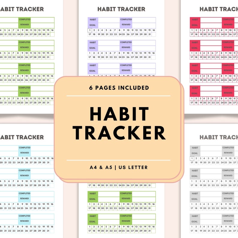 Monthly Habit Tracker Printable, Habit Tracker Template, Routine ...