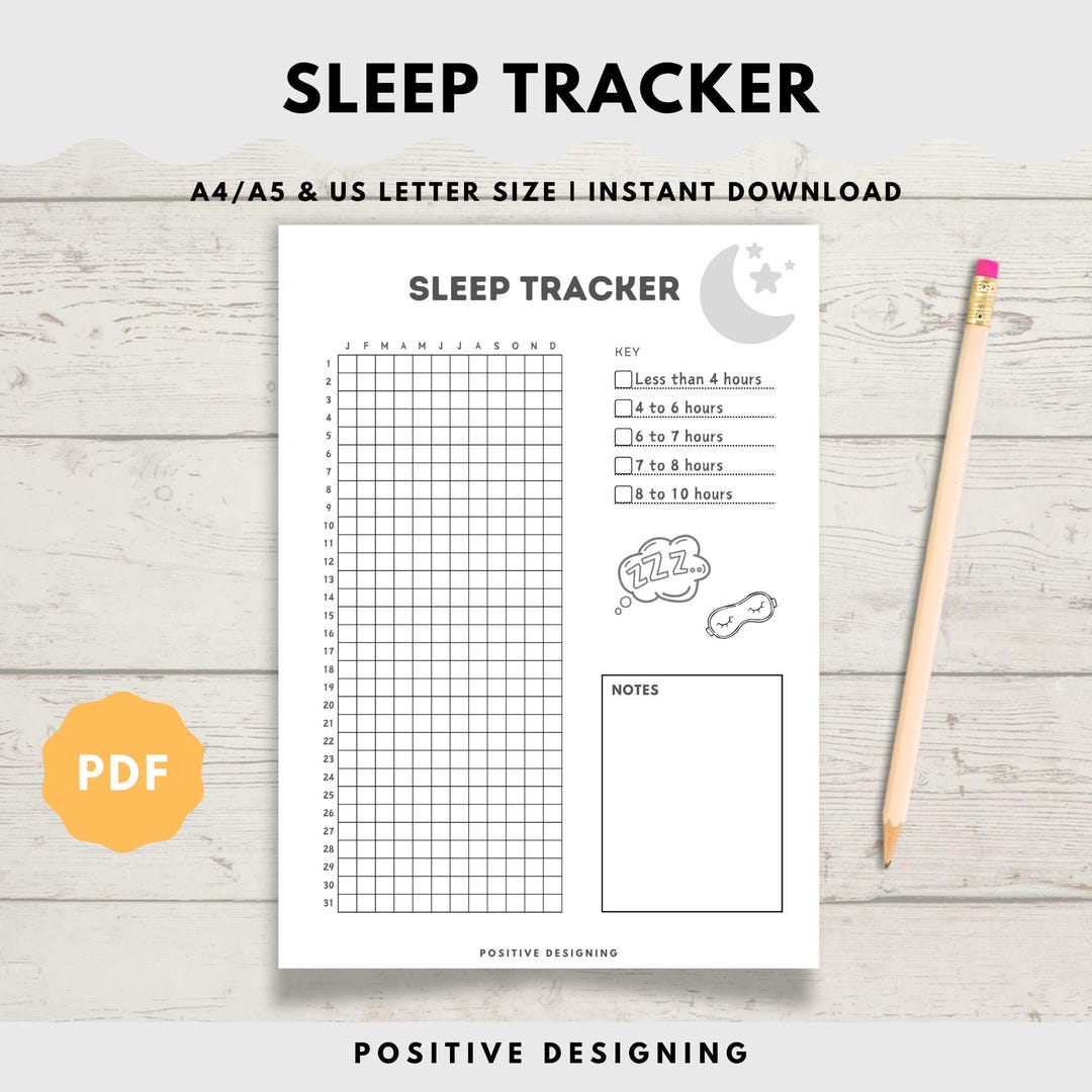 Sleep Tracker Printable - Monthly Sleep Log - Sleep Quality Journal ...