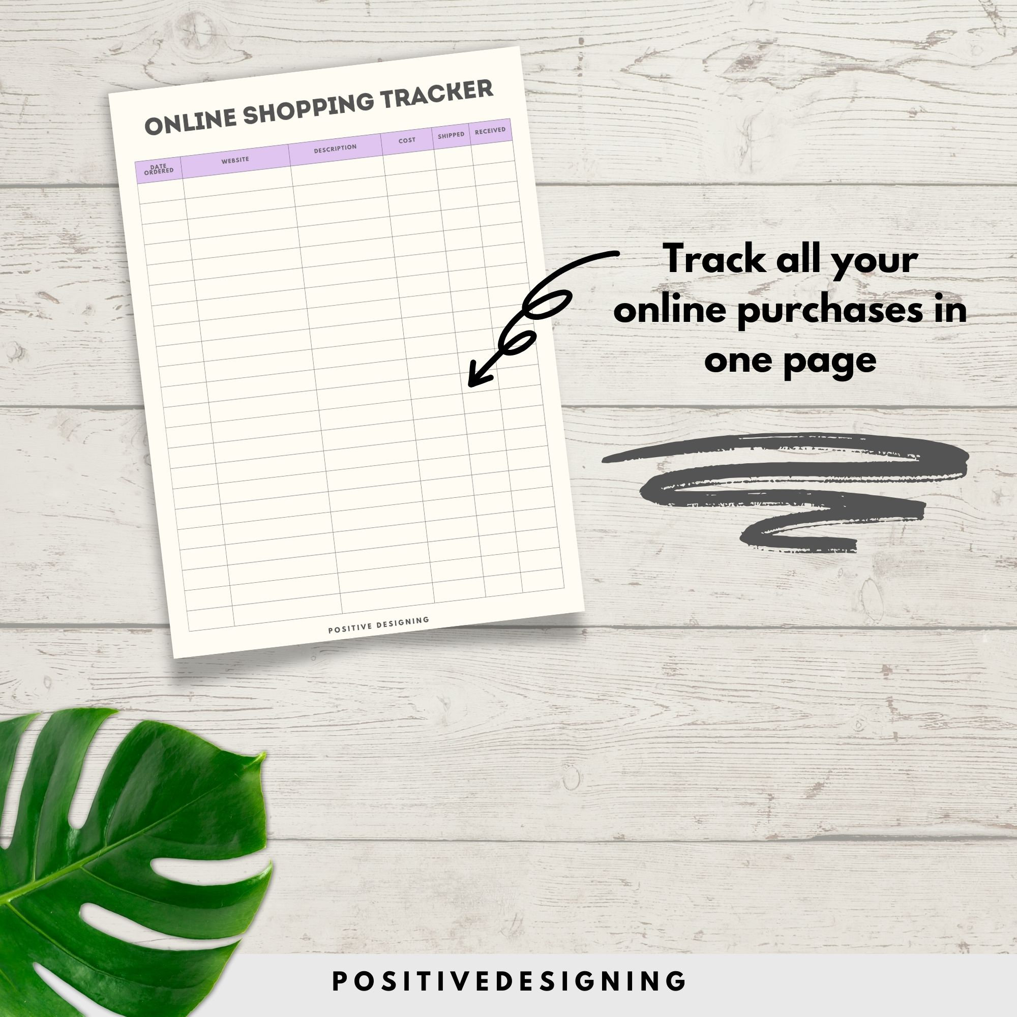 Online Shopping Tracker Printable, Order Tracker, Online Purchases Log ...