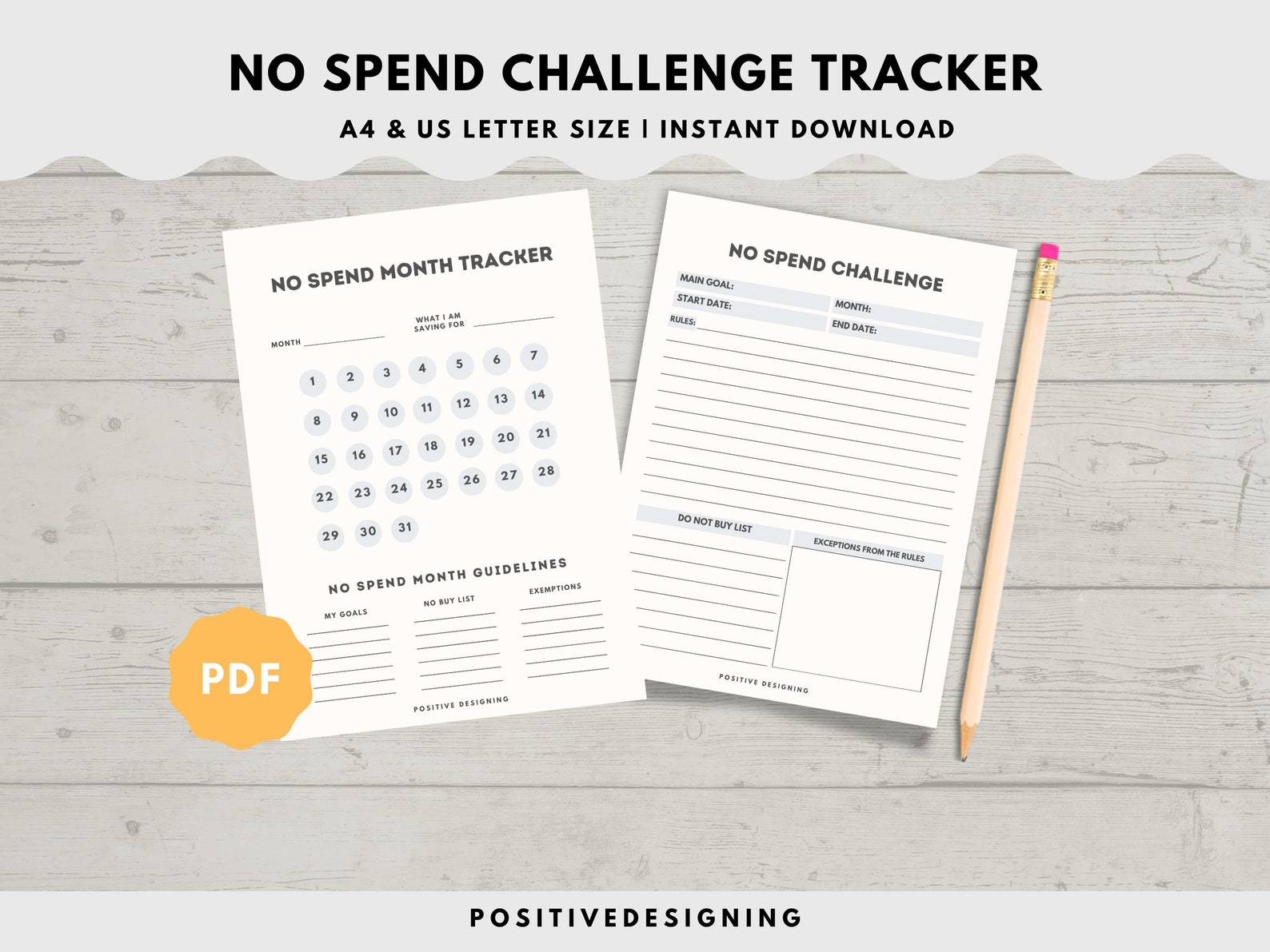 No Spend Challenge, No Spend Tracker, Printable Savings Sheet, Savings ...
