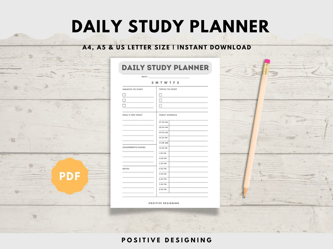 Study Planner Printable, Print at Home Study Plan, Student Planning ...