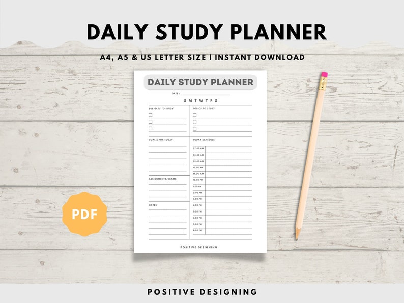 Study Planner Printable, Print at Home Study Plan, Student Planning ...