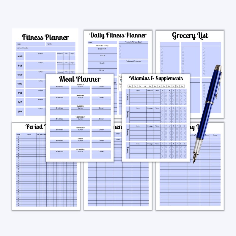 Fitness Tracker Planner Printable, Health Planner, Fitness Journal ...