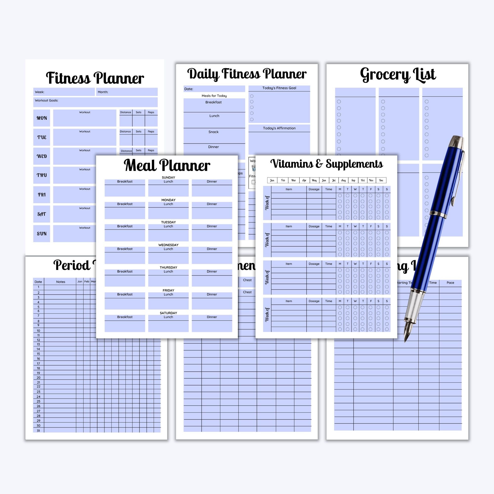 Fitness Tracker Planner Printable, Health Planner, Fitness Journal ...
