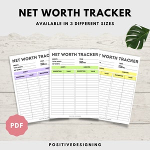 Net Worth Tracker Printable, Asset and Liability Balance Sheet ...