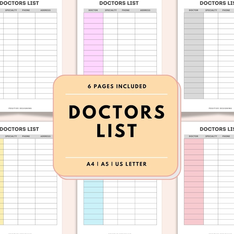 Printable Medical Contact List, Medical Tracker, Healthcare Contacts ...