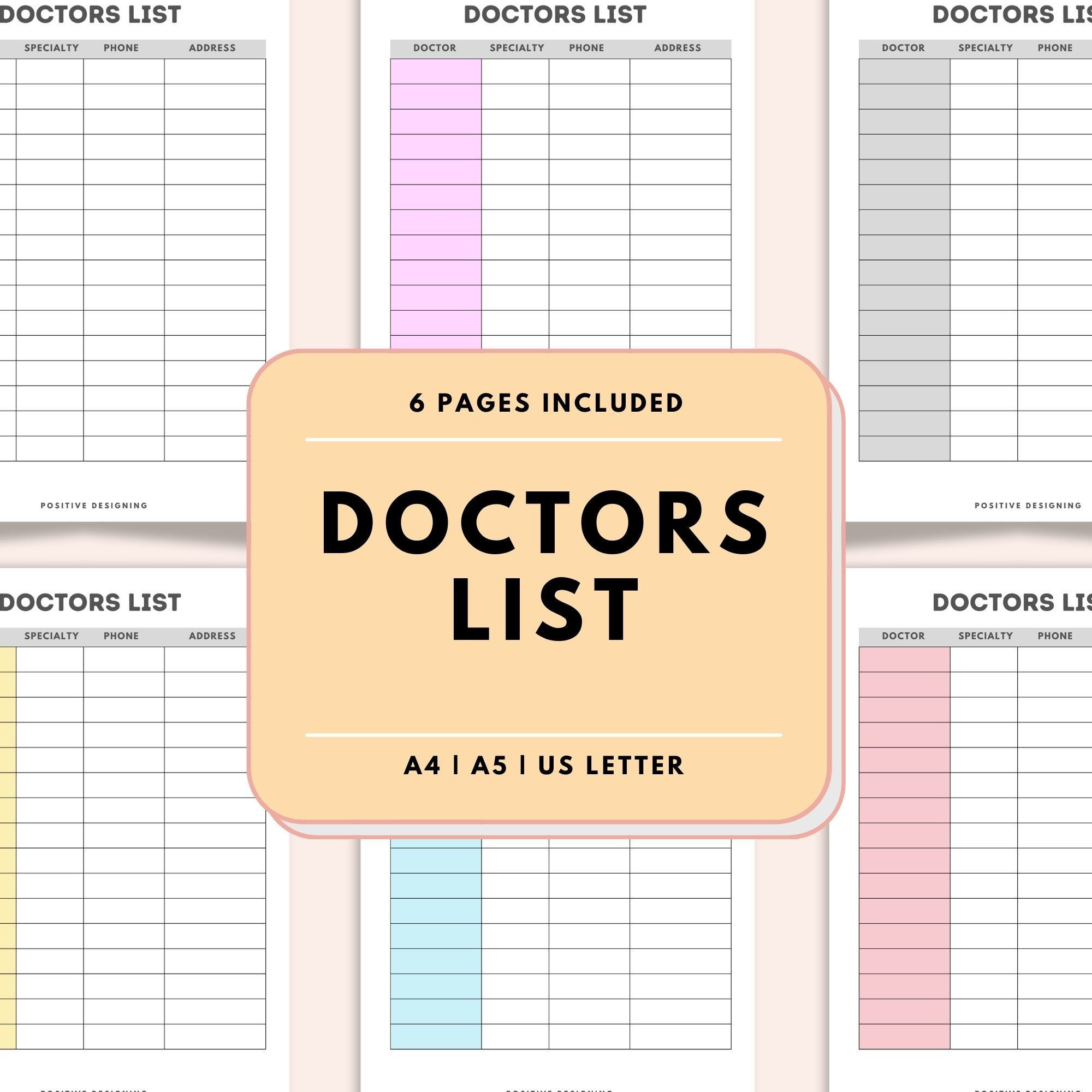 Printable Medical Contact List, Medical Tracker, Healthcare Contacts ...