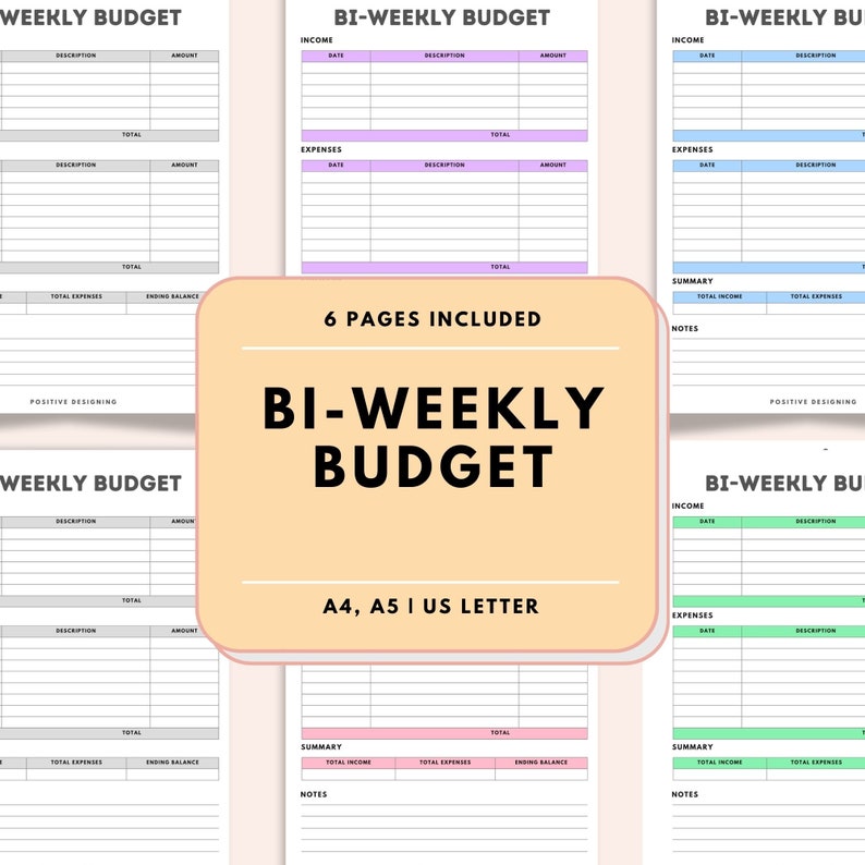 Bi-weekly Budget Planner Printable, Budget Template PDF, Budget by ...