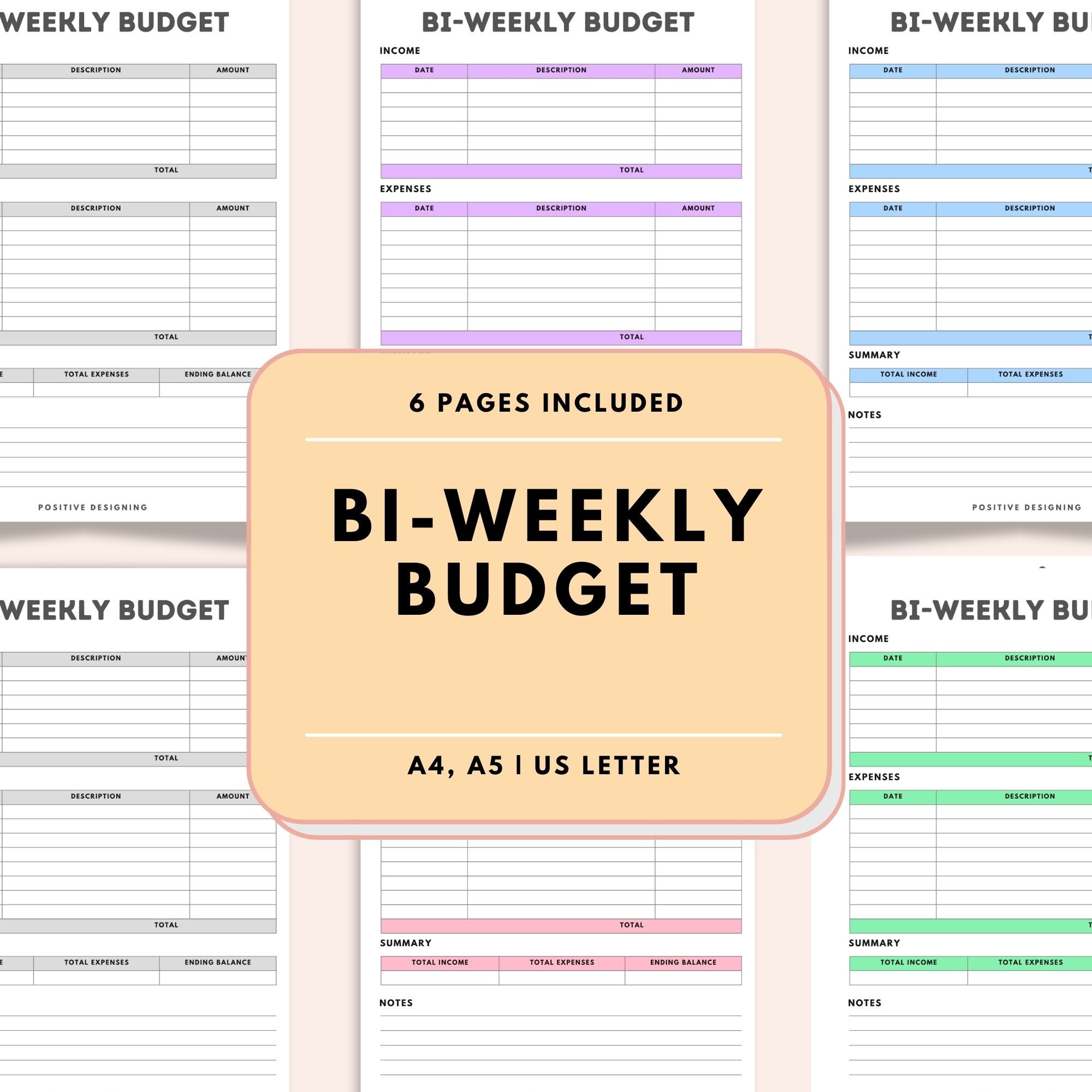 Bi-weekly Budget Planner Printable, Budget Template PDF, Budget by ...