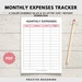Monthly Expenses Tracker Printable Spending Log Purchase - Etsy