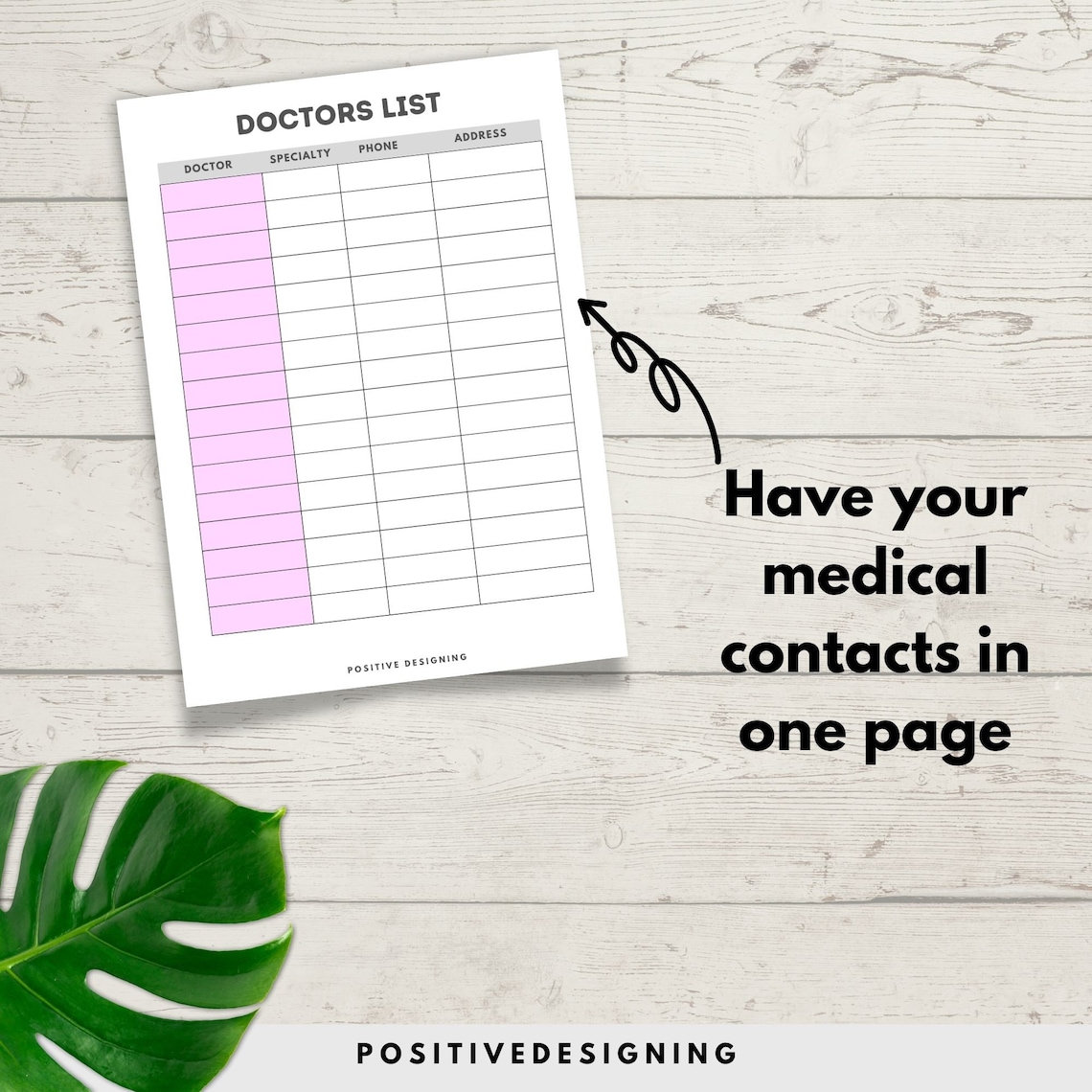 Printable Medical Contact List, Medical Tracker, Healthcare Contacts ...