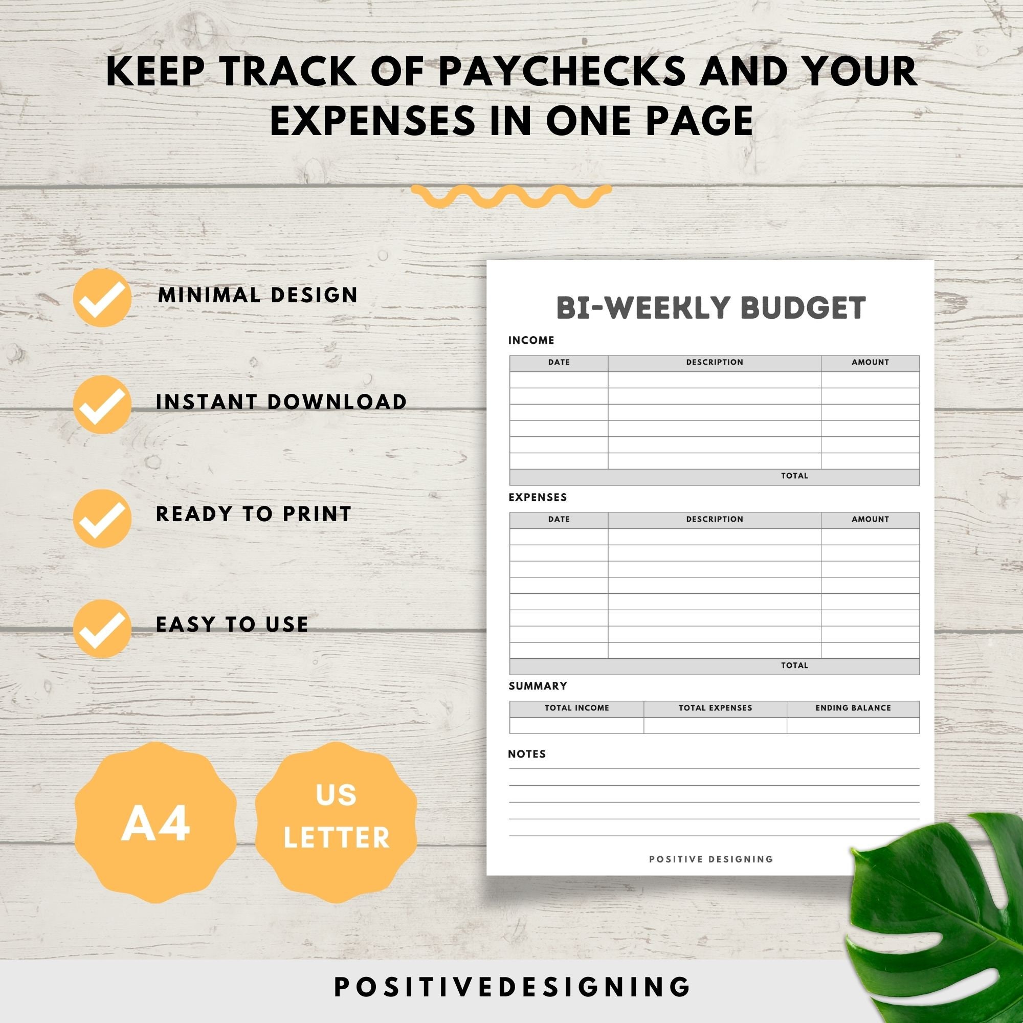 Bi-weekly Budget Planner Printable, Budget Template PDF, Budget by ...
