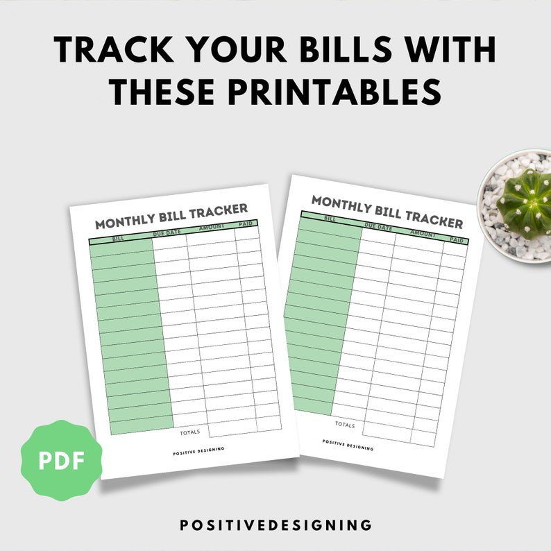 Monthly Bill Tracker Printable | Bill Payment Tracker | Bill Pay ...