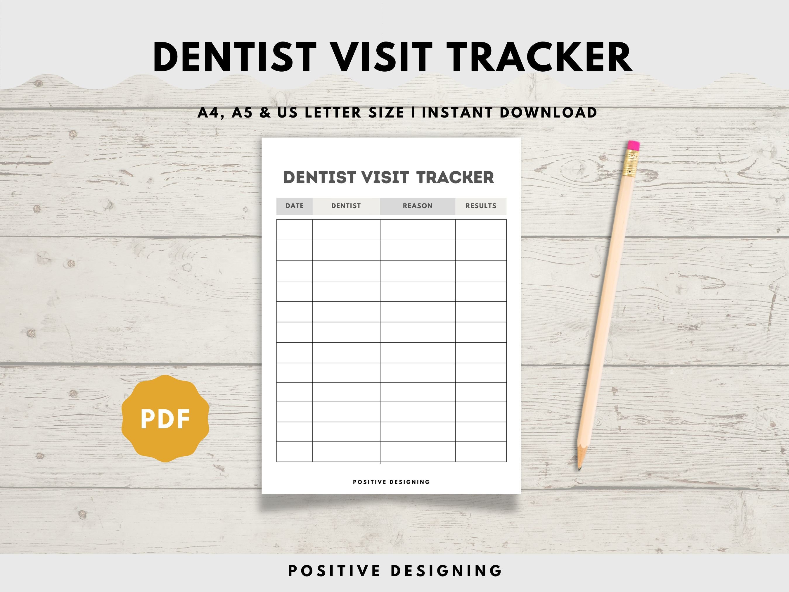 Dental Health Log, Dental Care Log, Dentist Checkup Log, Dental Care ...